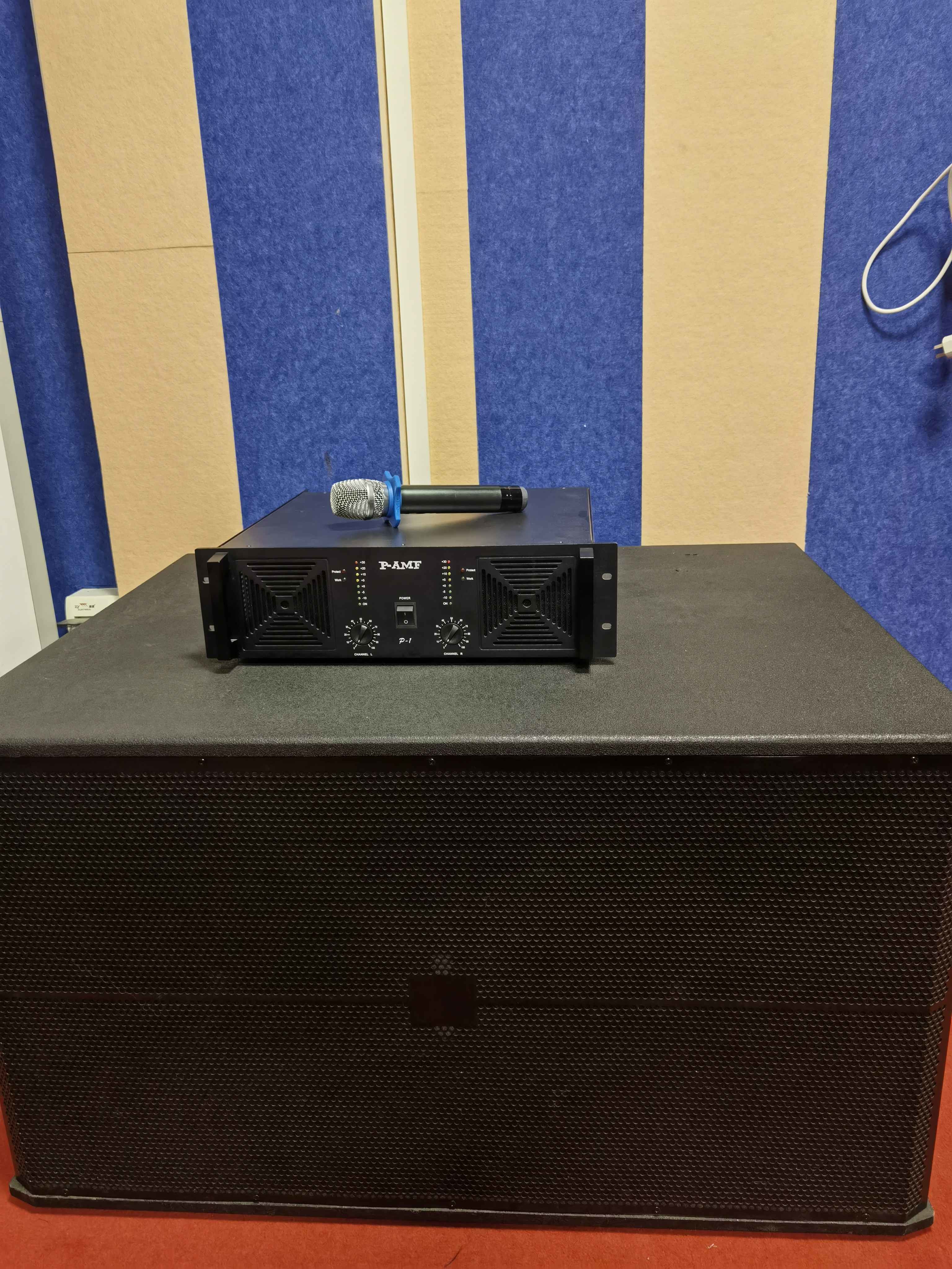 Black 2 Channel Power Amplifier ClassAB With Two Cooling Fans ISO Approved